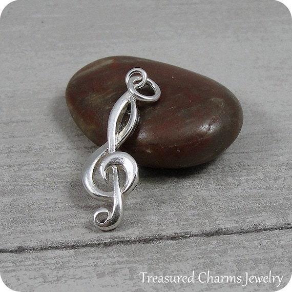 Sterling Silver Treble Clef Charm Treble Clef Pendant Music | Etsy