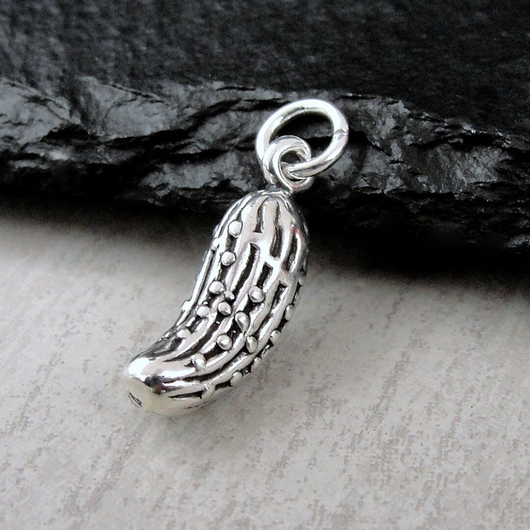 Pickle Charm, Cucumber Charm, 925 Sterling Silver Pickle or Cucumber ...