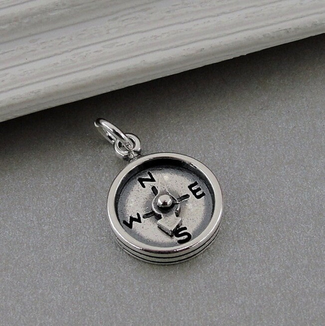 Compass Charm, 925 Sterling Silver Compass Charm for Necklace or ...
