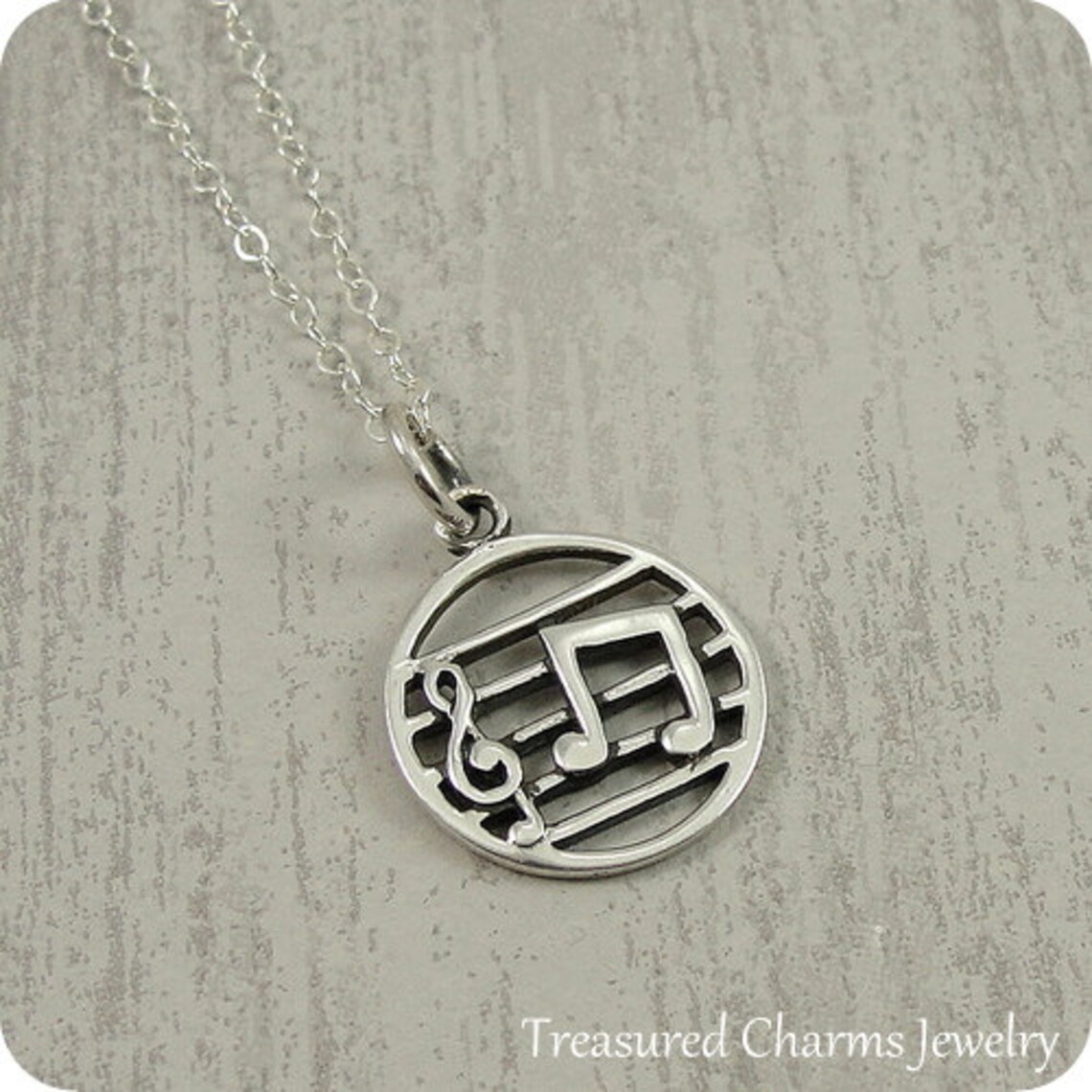Music Note and Treble Clef Necklace Sterling Silver Musical - Etsy