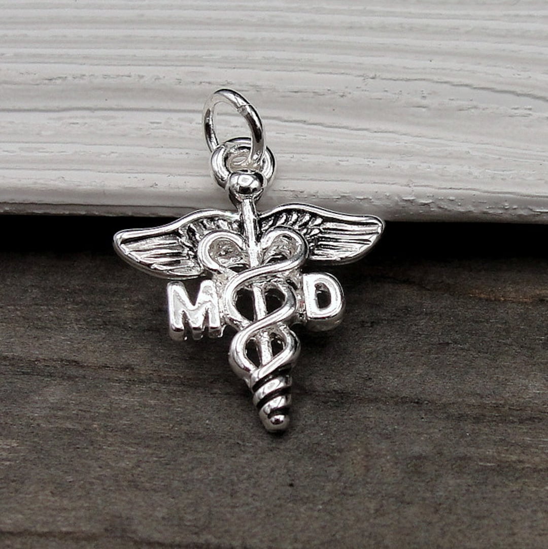 Silver Medical Doctor Charm, MD Caduceus Charm, MD Symbol Charm ...