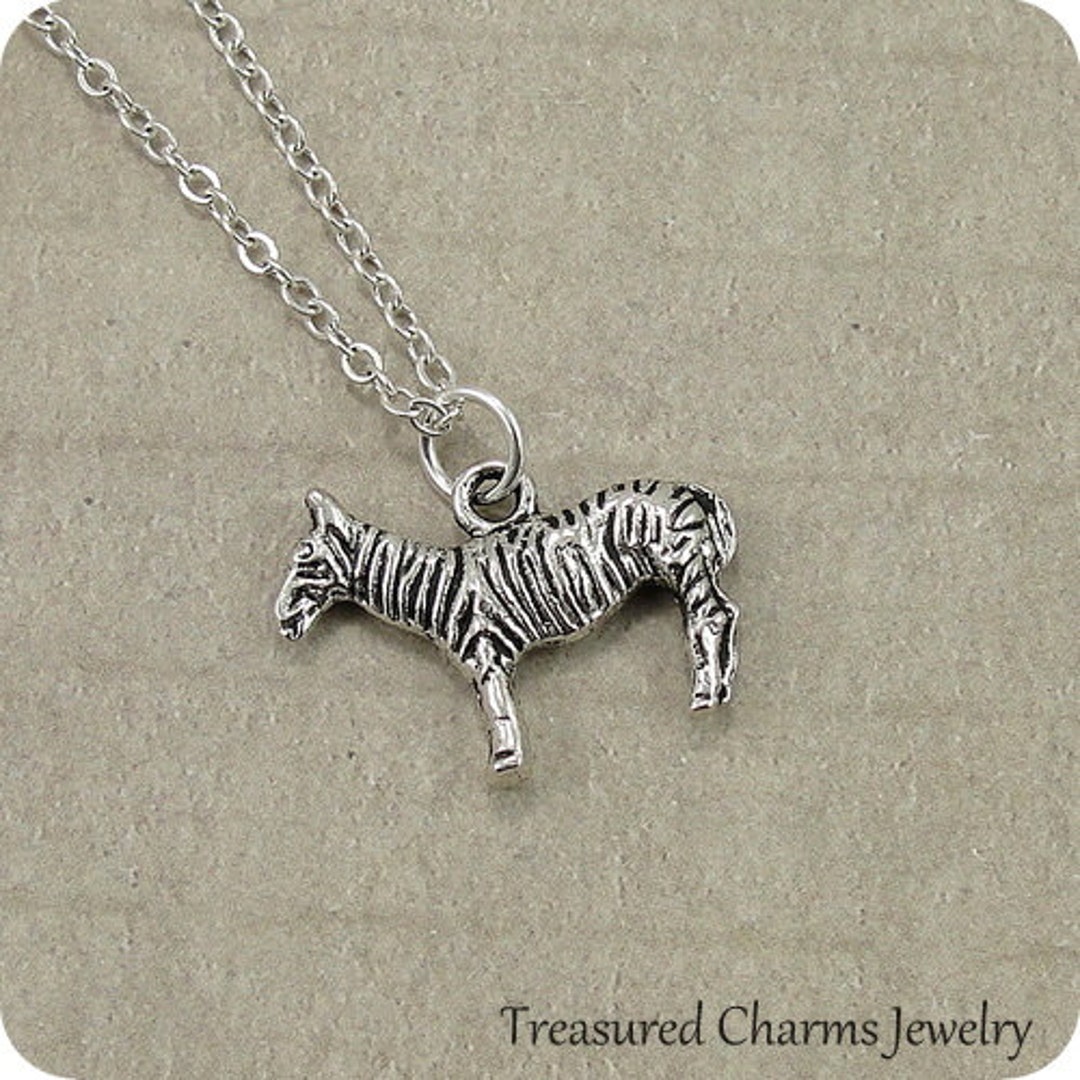 Zebra Necklace, Silver Zebra Charm on a Silver Cable Chain - Etsy