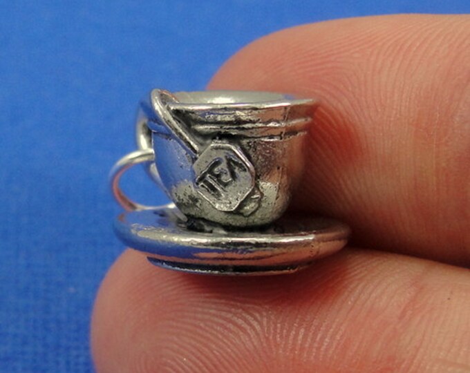 Teacup With Saucer Charm Silver Plated Cup and Saucer Charm - Etsy