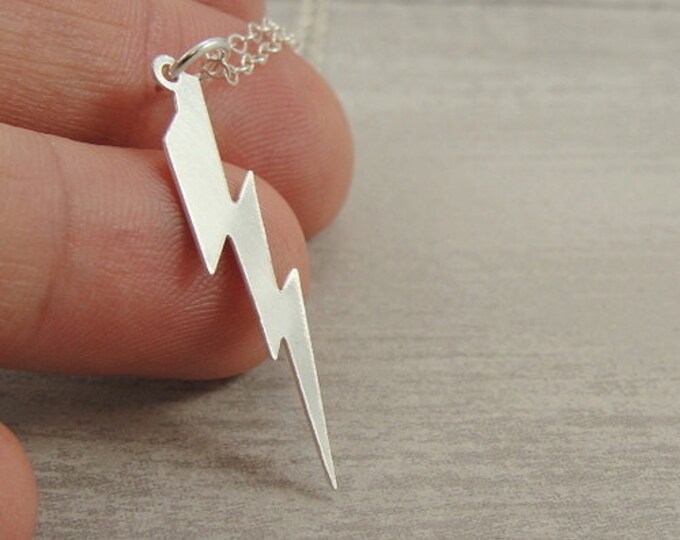Lightning Bolt Necklace, Sterling Silver Lightning Bolt Charm on a ...