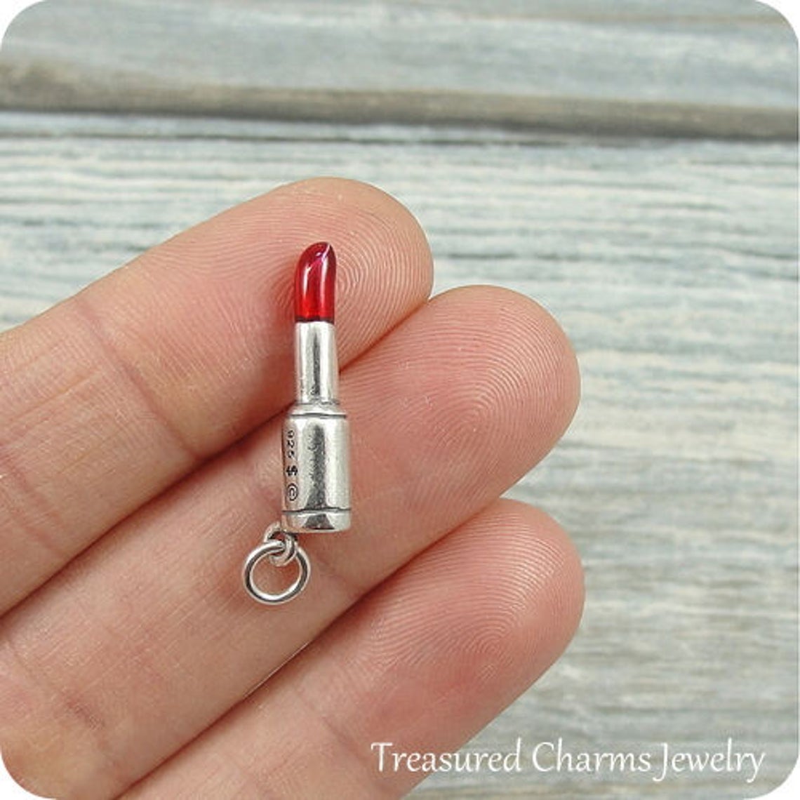 Red Lipstick Charm Sterling Silver Red Lipstick Charm for | Etsy