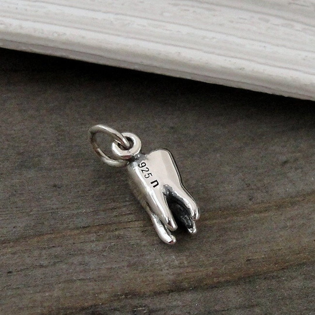 925 Sterling Silver Tiny Tooth Charm, Realistic 3D Tooth Charm, Dentist ...