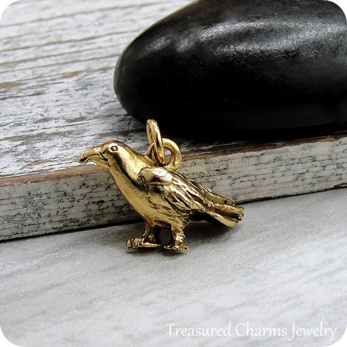 Crow Charm Gold Crow Charm for Necklace or Bracelet Raven - Etsy