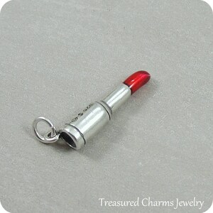Red Lipstick Charm Sterling Silver Red Lipstick Charm for - Etsy