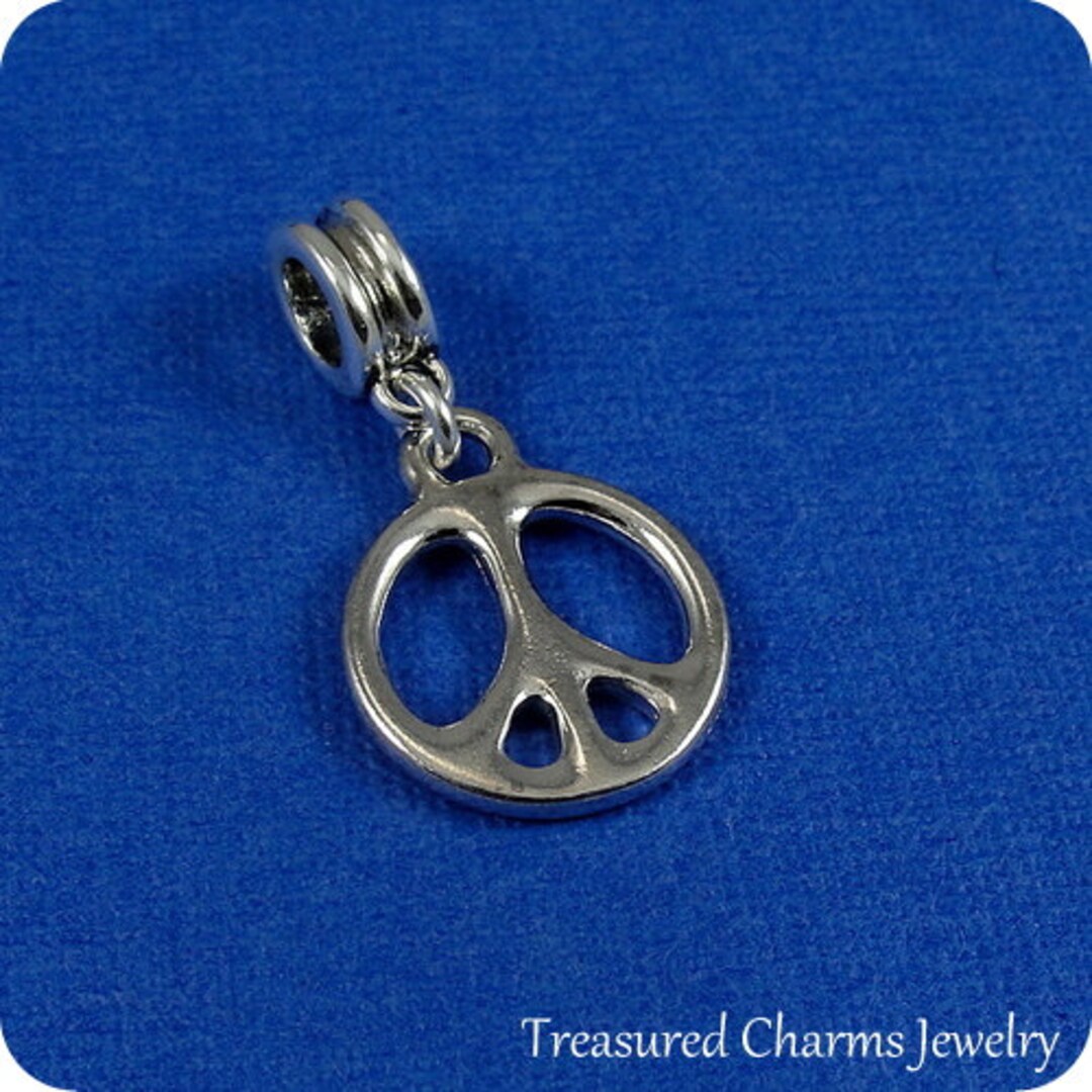 Peace Sign European Dangle Bead Charm - Silver Peace Symbol Charm for ...
