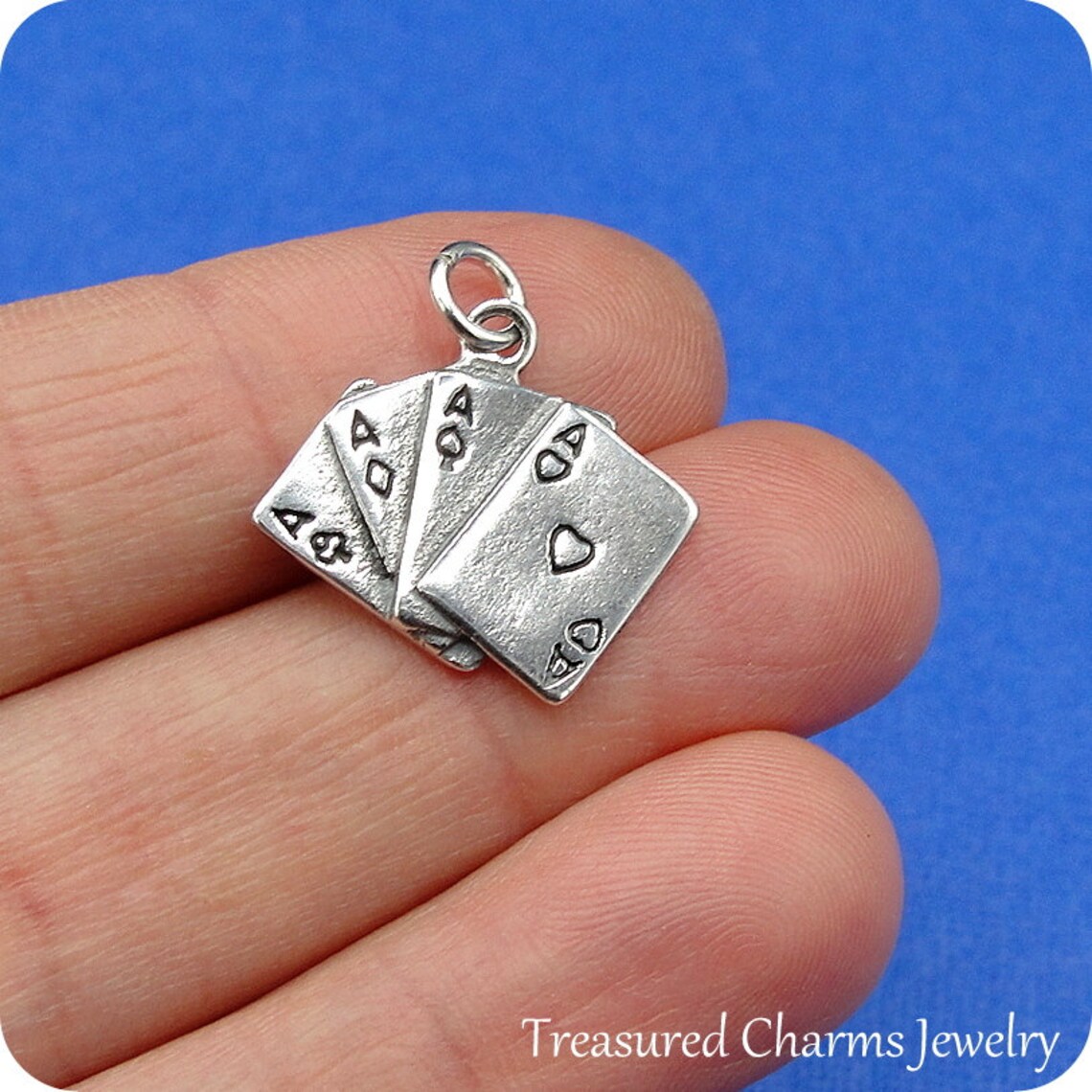 925 Sterling Silver Four Aces Charm Playing Cards Charm - Etsy
