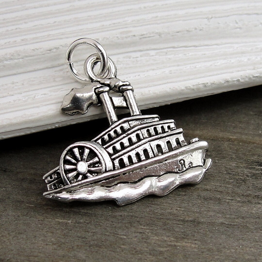 Steamboat Charm, Silver Steamship Charm for Necklace or Bracelet ...