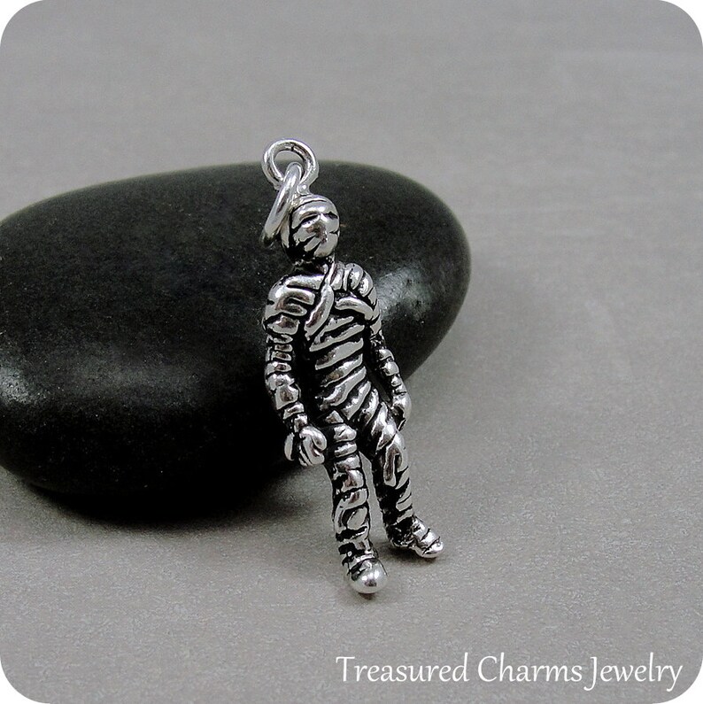 Sterling Silver Mummy Charm Halloween 3D Mummy Pendant | Etsy