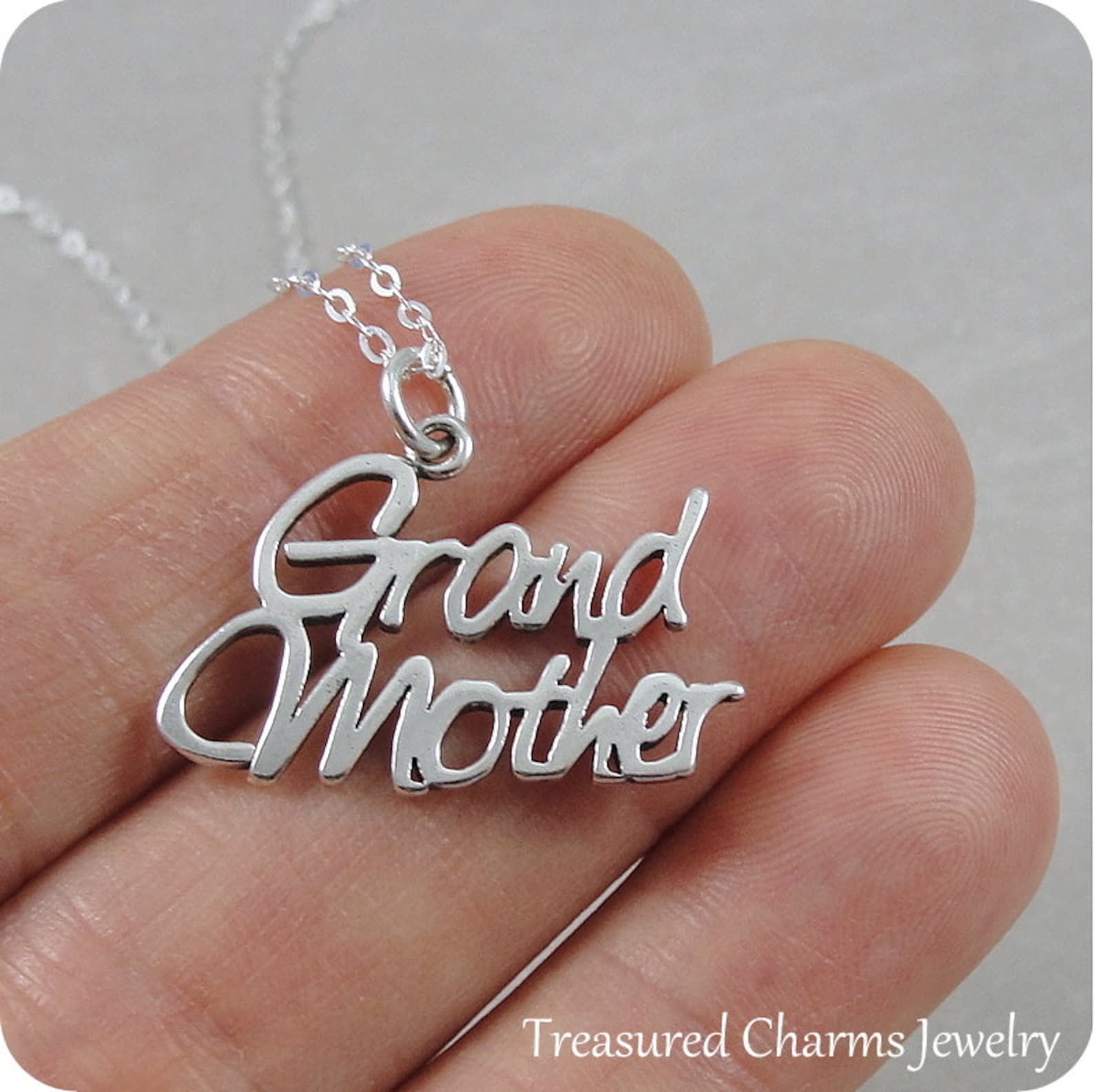 Sterling Silver Grandmother Necklace Grandmother Charm | Etsy