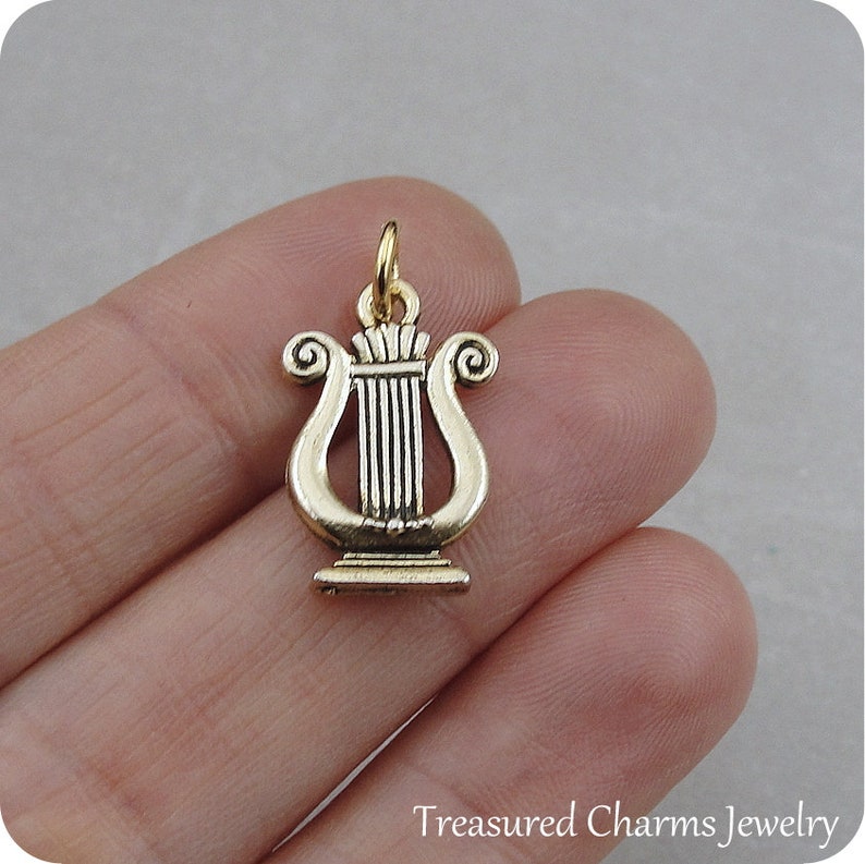 Lyre Charm Gold Musical Lyre Charm for Necklace or Bracelet | Etsy