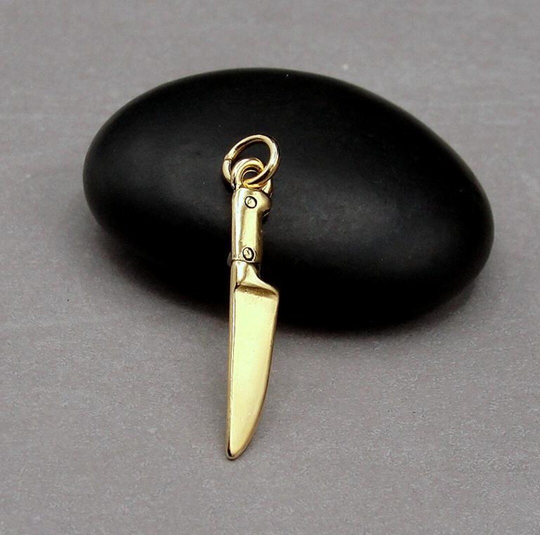 Miniature Knife Charm, Gold Knife Charm for Necklace, Chef Charm ...