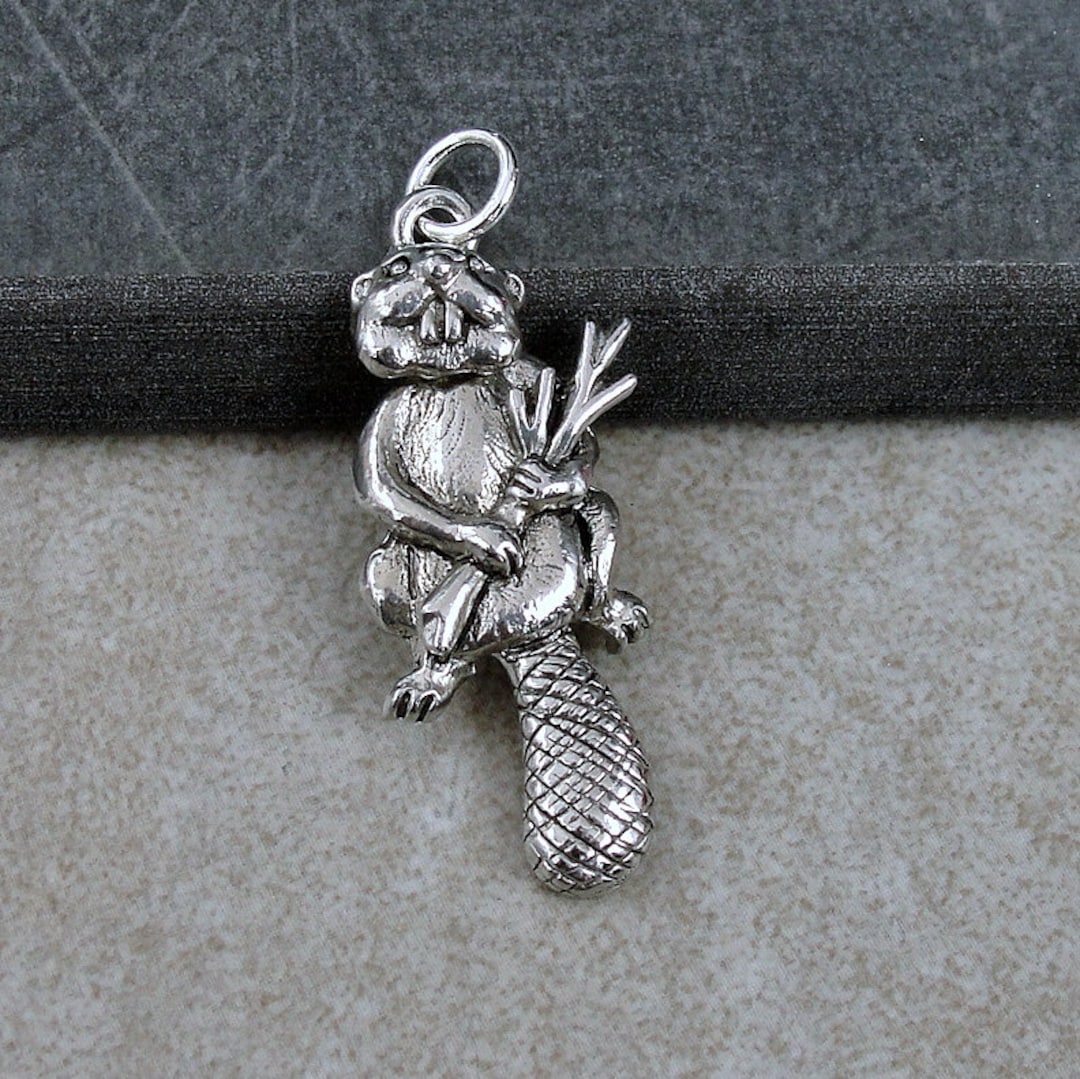 Beaver Charm, Silver Beaver Necklace Charm, Otter Charm, Musktrat Charm ...