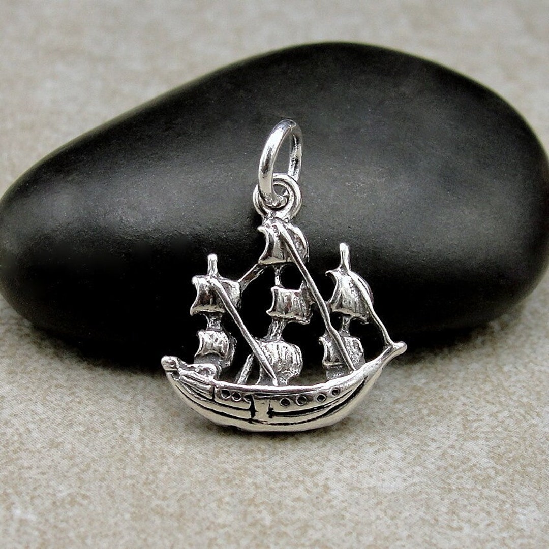 Pirate Ship Charm, 925 Sterling Silver Galleon Ship Charm for Necklace ...