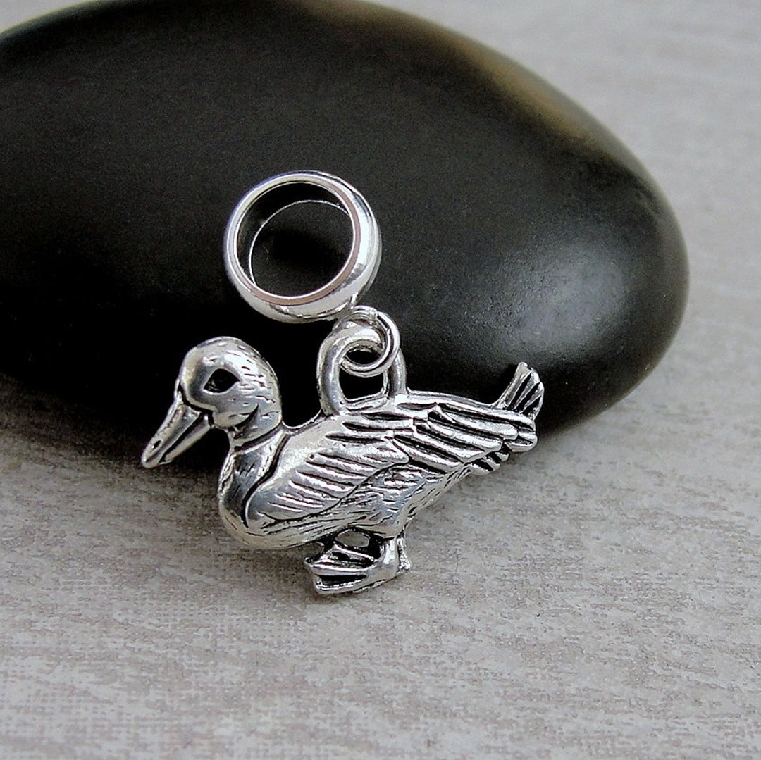 Duck European Charm, Silver Duck Dangle Charm, Mallard Duck Charm With ...
