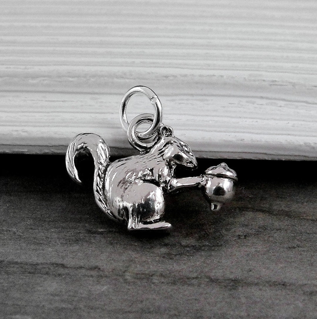 Squirrel Charm, Silver Chipmunk Charm for Necklace or Bracelet ...