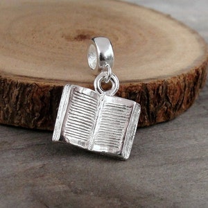 Open Book European Charm, Silver 3D Book Charm, Book Charm With Bail ...