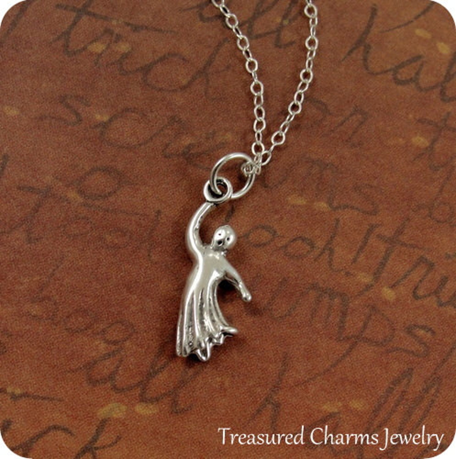 Ghost Necklace Sterling Silver Ghost Charm on a Silver Cable - Etsy