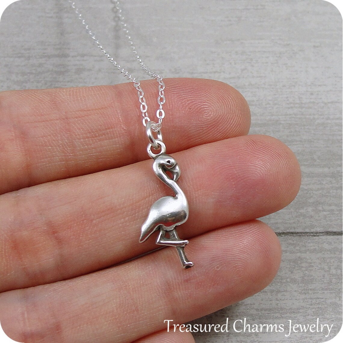 Sterling Silver Flamingo Necklace Tropical Bird Necklace - Etsy