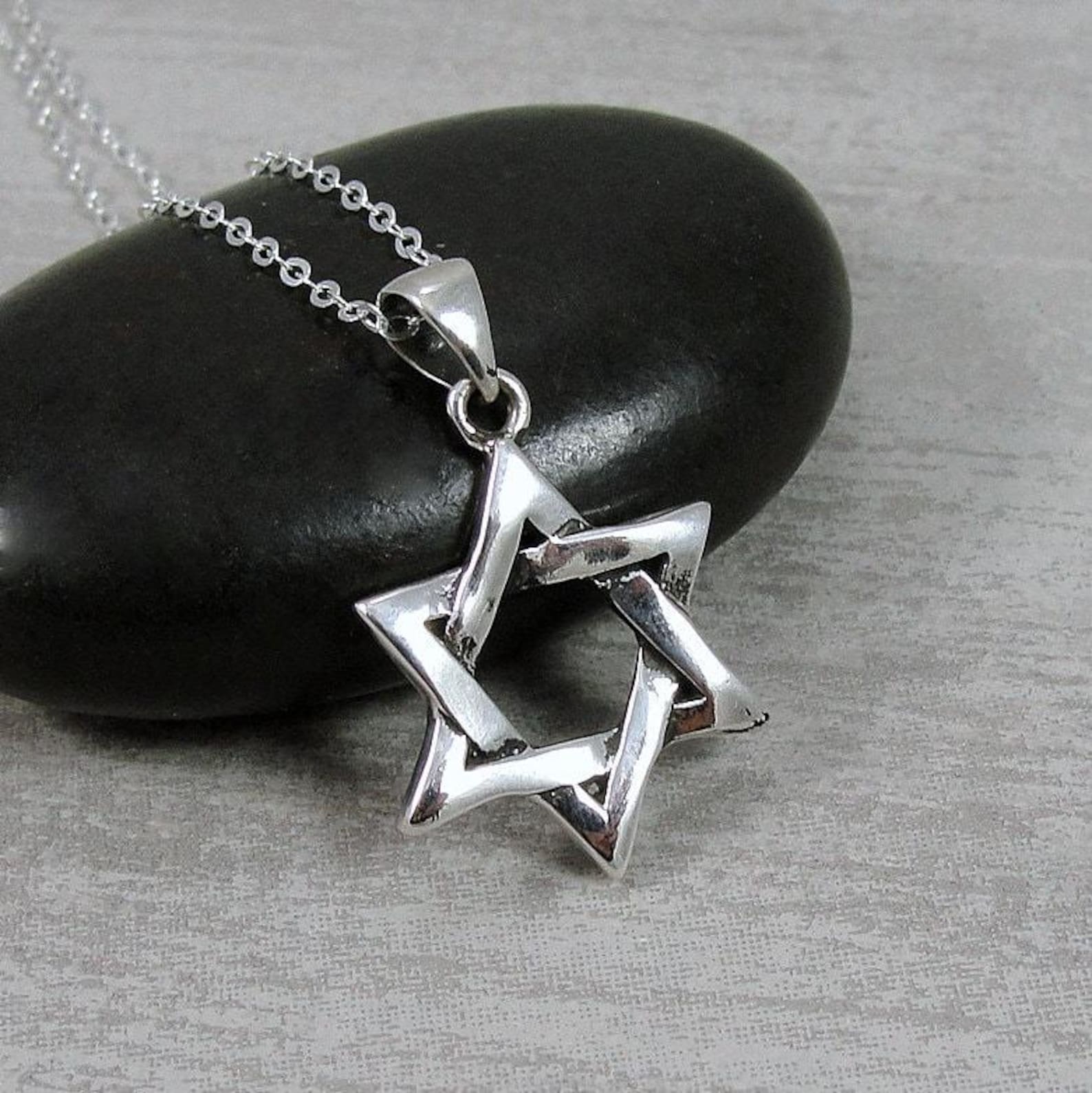 Sterling Silver Star of David Necklace, Star of David Charm, Star of ...