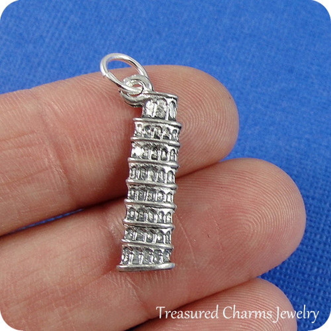 Leaning Tower of Pisa Charm Silver Plated Leaning Tower of Pisa Charm ...