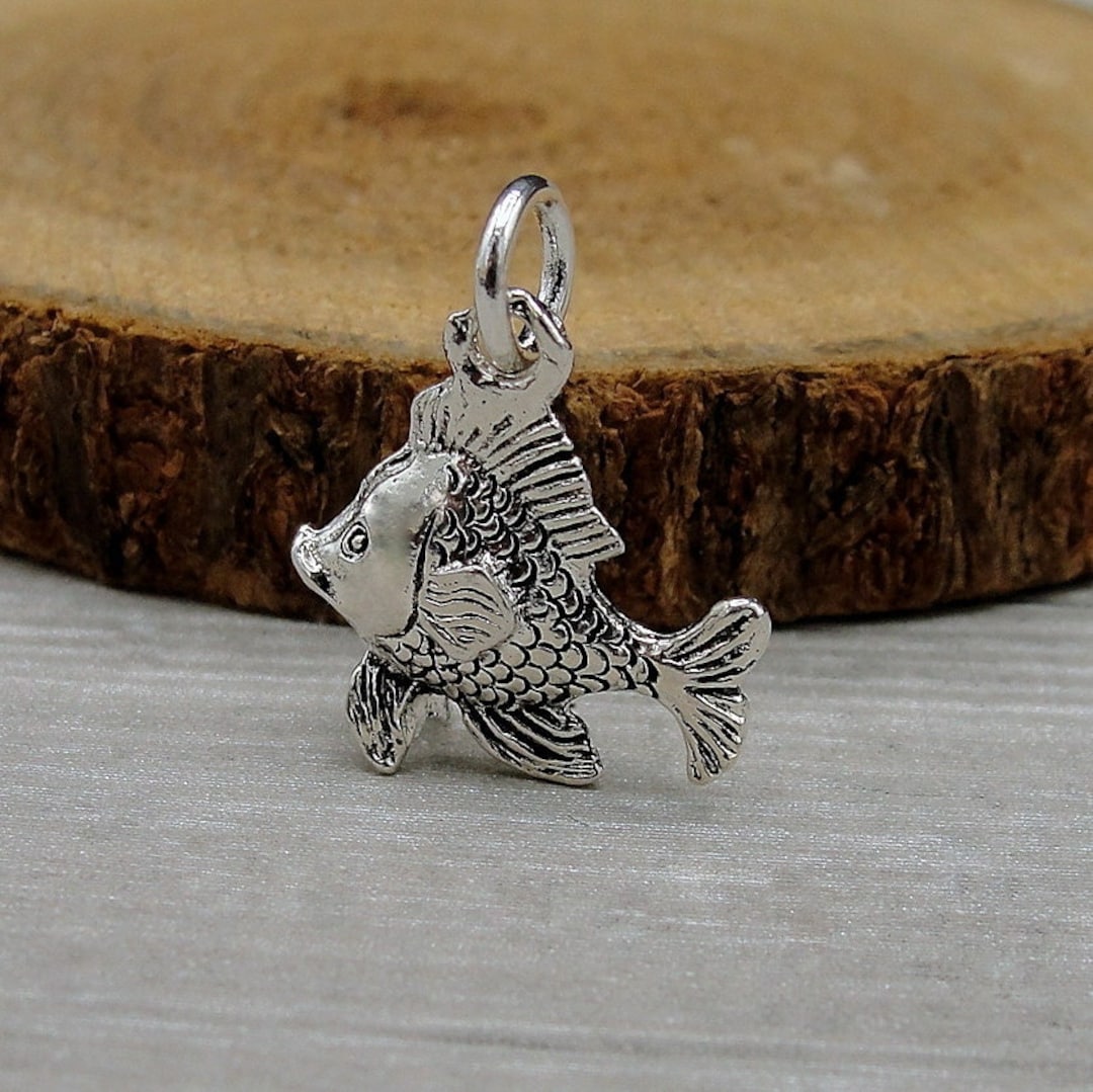 Tropical Fish Charm, Silver Fish Charm for Necklace or Bracelet ...