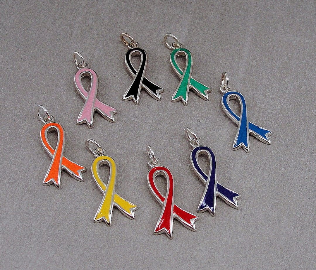 925 Sterling Silver Awareness Ribbon Charms - Pick Your Color ...