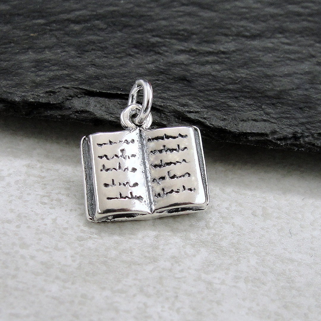 925 Sterling Silver Book Charm, Open Book Charm, Book Pendant, Bracelet ...