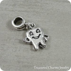 Tooth European Dangle Bead Charm - Silver Smiling Tooth Charm for ...