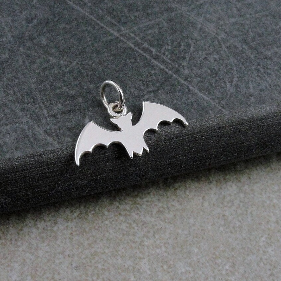 Tiny Bat Charm, Sterling Silver Flying Bat Charm for Necklace or ...