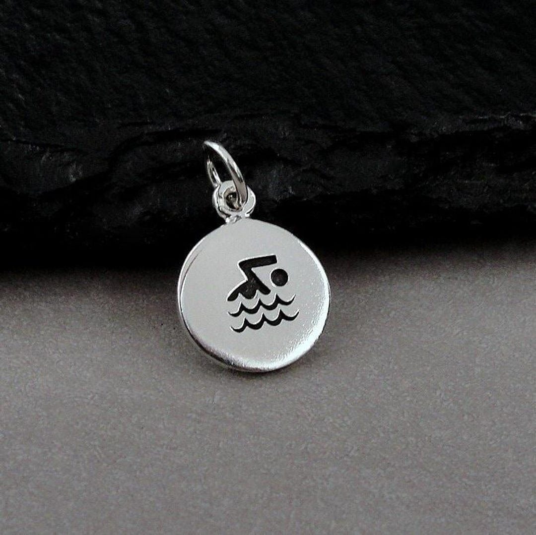 Swimming Charm, Sterling Silver Swimmer Charm for Necklace or Bracelet ...