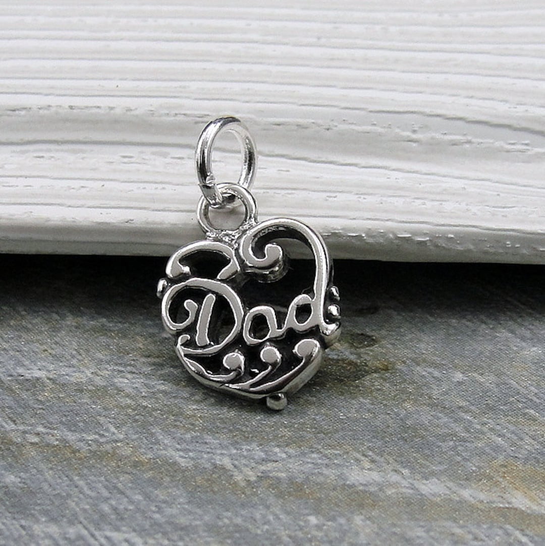 925 Sterling Silver Dad Charm, Daddy Charm, Father Charm, Dad Heart ...
