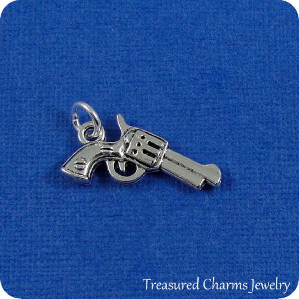 Pistol Charm Silver Plated Pistol Revolver Charm for | Etsy