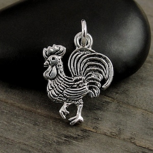 Rooster Charm Silver Plated Rooster Hen Charm Farm Animal Charm for ...