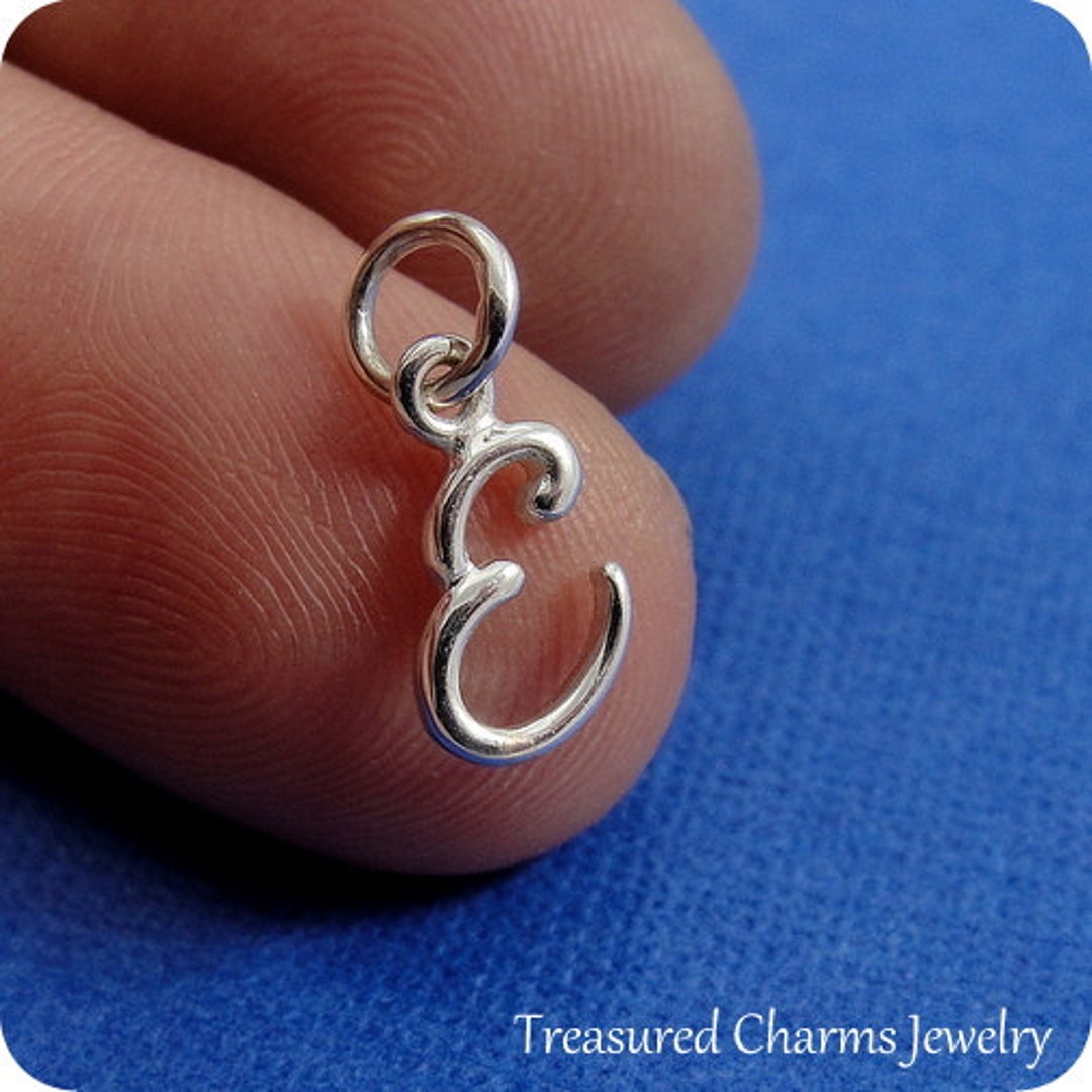 Script Letter E Initial Charm - Sterling Silver Cursive Letter E ...