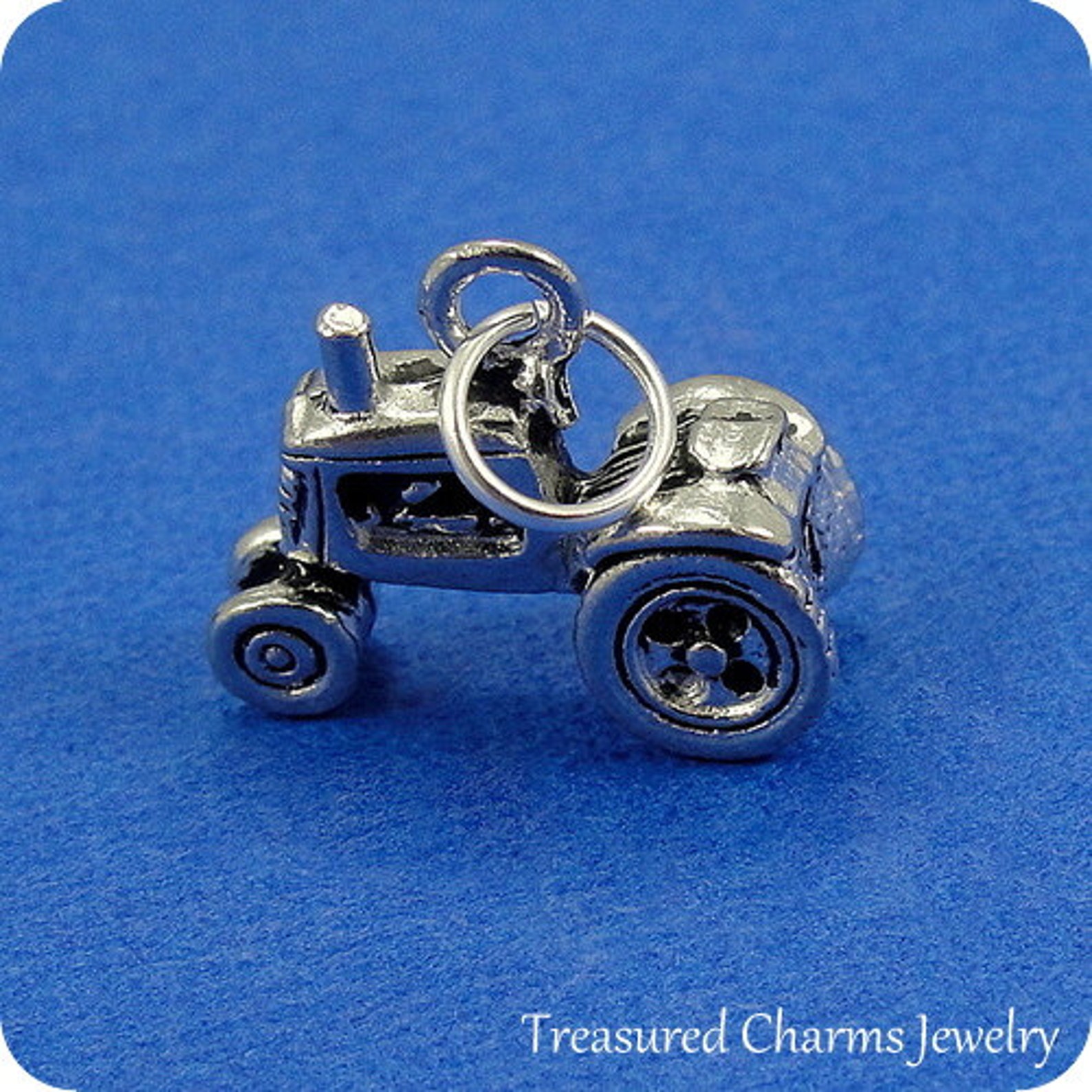 Farm Tractor Charm Silver Plated Tractor Charm for Necklace | Etsy