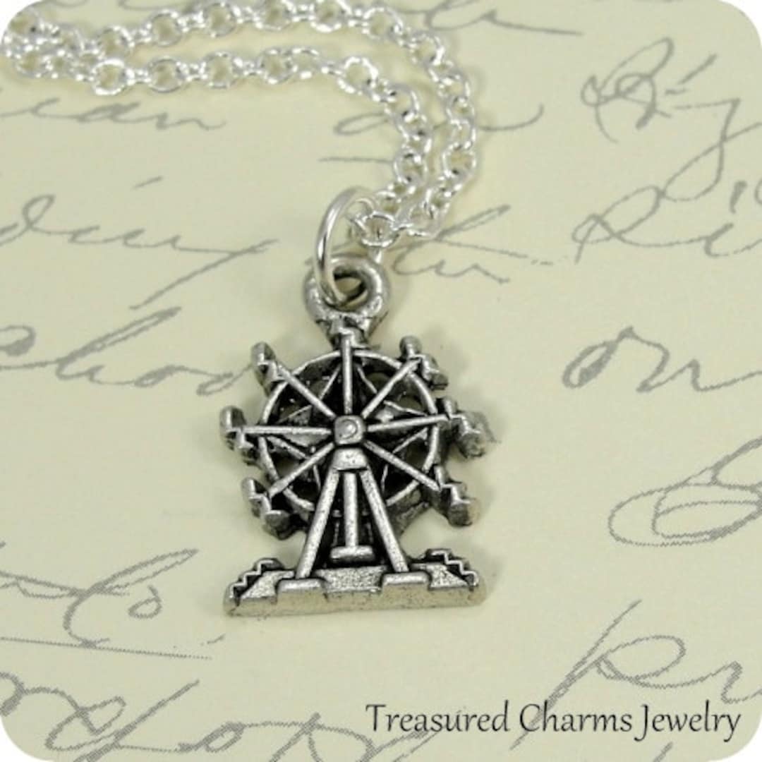 Ferris Wheel Necklace, Silver Ferris Wheel Charm on a Silver Cable ...