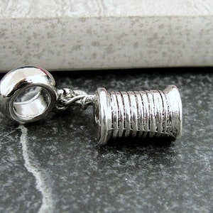 Spool of Thread European Charm, Silver Sewing Dangle Charm, Spool of ...