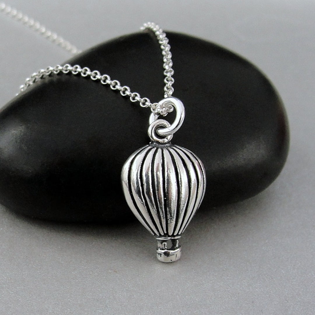 Sterling Silver Hot Air Balloon Necklace, 925 Silver Hot Air Balloon ...