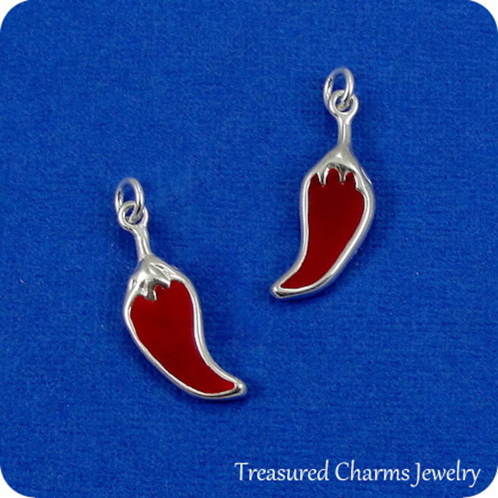 Red Chili Pepper Charm Sterling Silver Red Hot Pepper Charm - Etsy