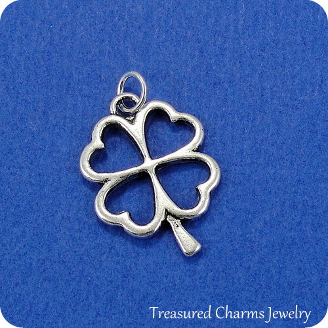 Shamrock Clover Charm Silver Plated Shamrock Clover Charm for Necklace ...
