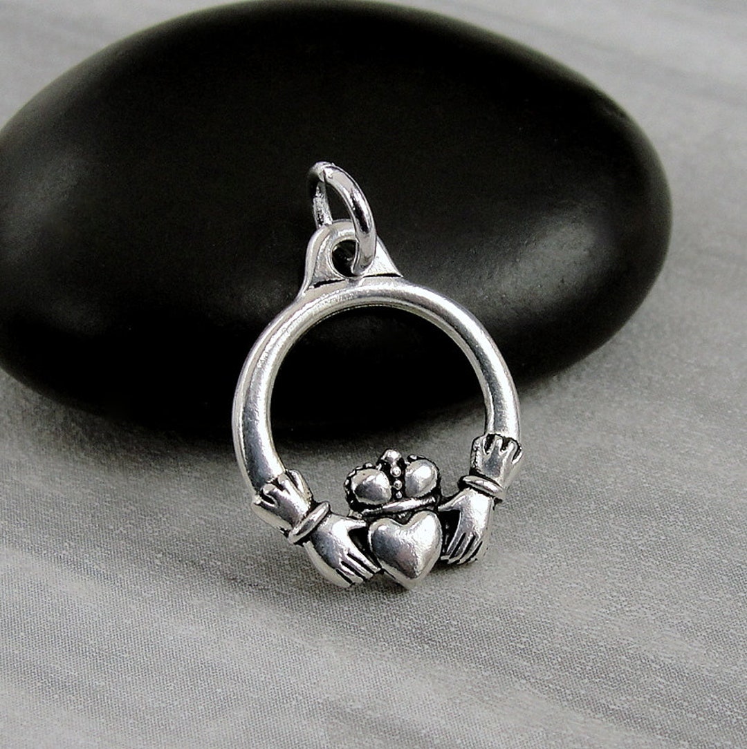 Small Claddagh Charm, Silver Celtic Claddagh Charm, Irish Charm, St Patrick's Day Charm ...