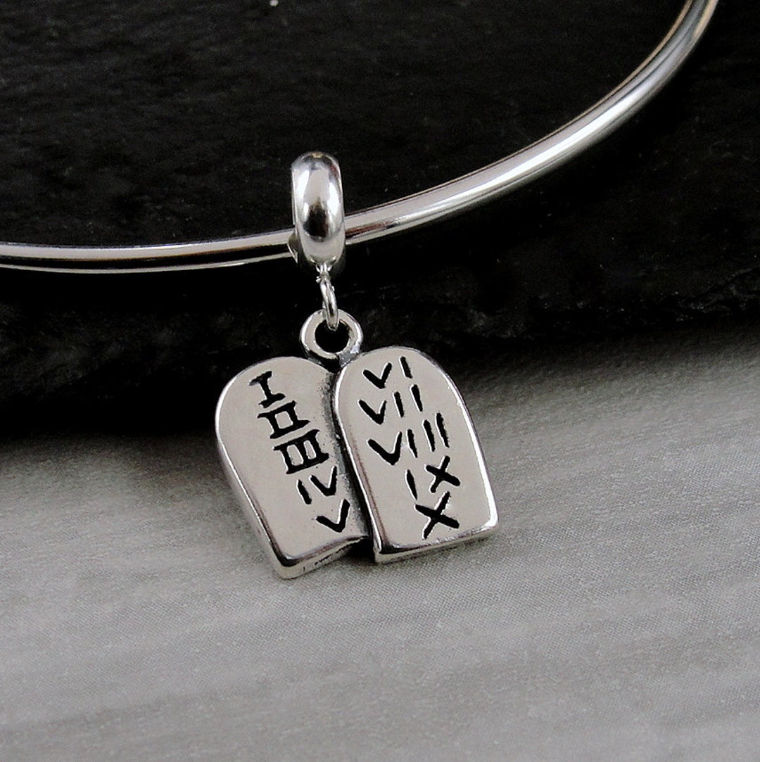 925 Sterling Silver Ten Commandments Dangle Charm, 10 Commandments ...