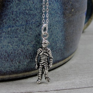 Sterling Silver Mummy Necklace, Halloween Necklace, Egyptian Mummy ...