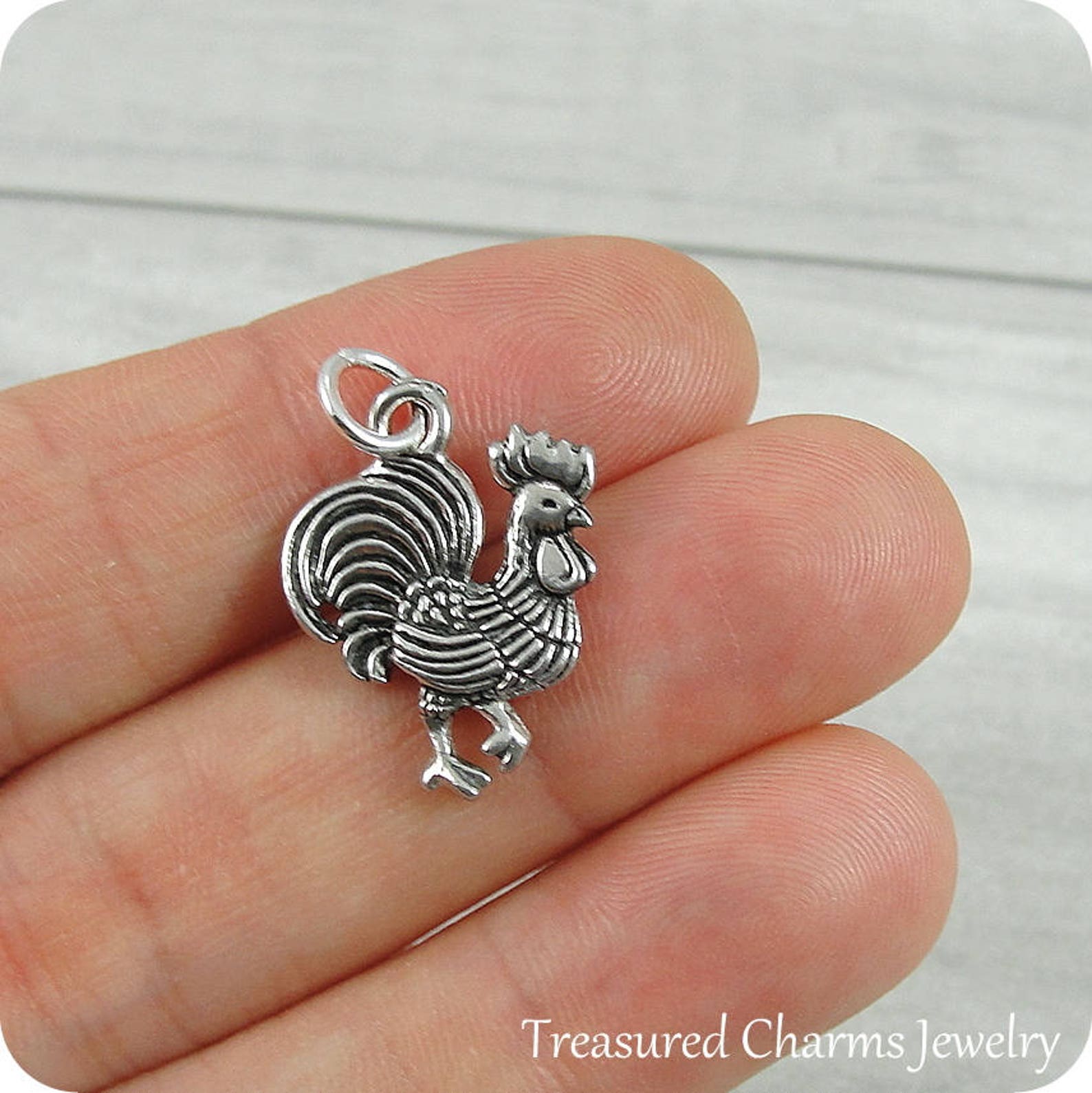 Rooster Charm Silver Plated Rooster Hen Charm Farm Animal - Etsy