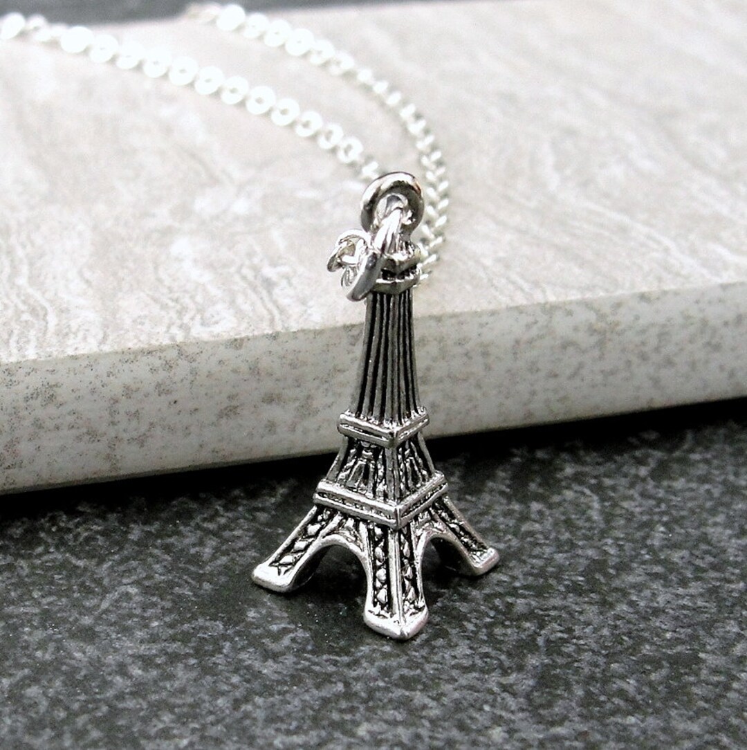 Eiffel Tower Necklace, Silver Plated Eiffel Tower Charm Necklace, France Necklace, Paris ...