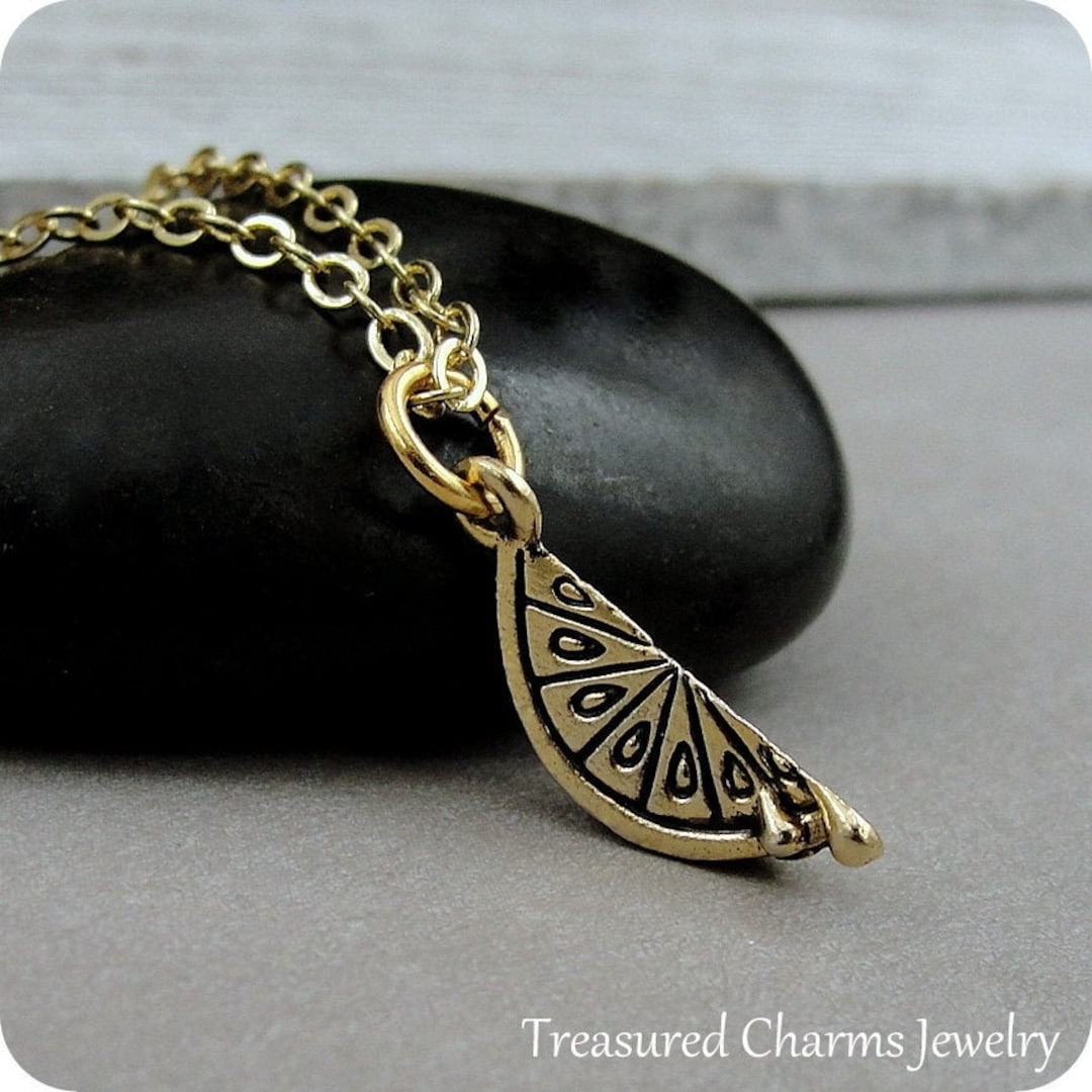 Lemon Necklace Gold Lemon Slice Necklace Gold Lemon Charm - Etsy